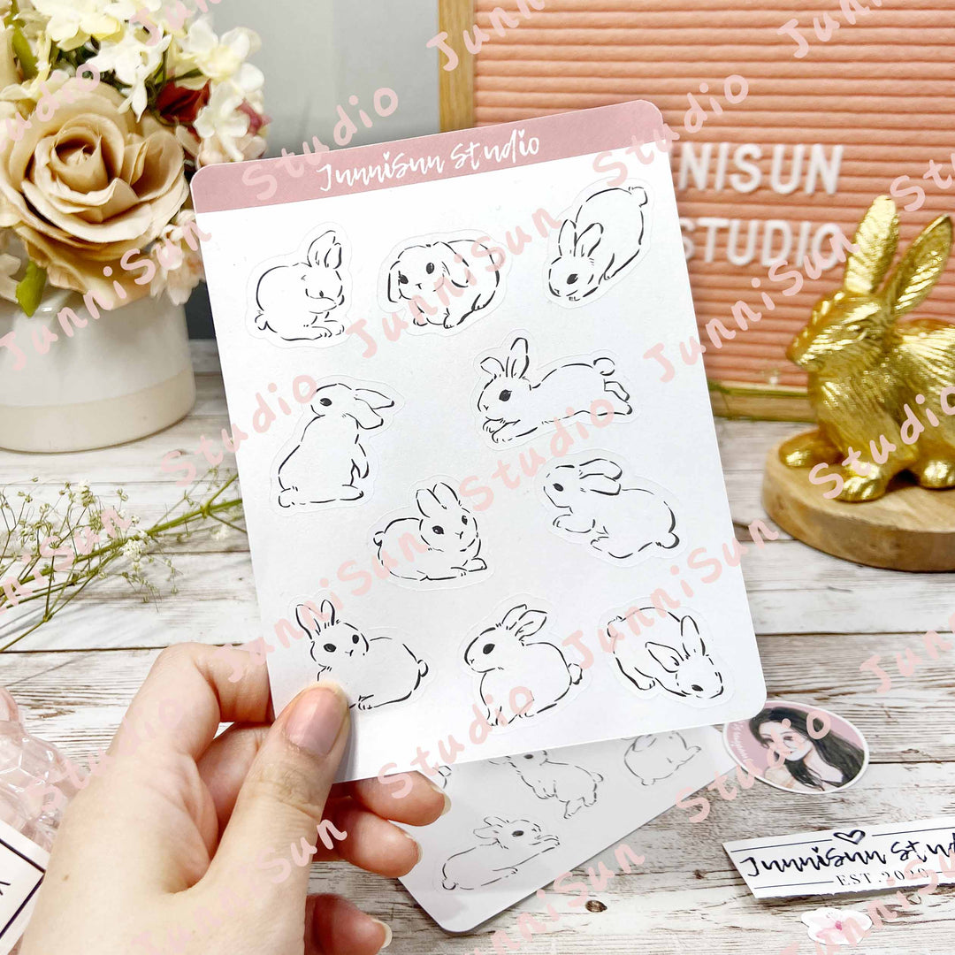 White Bunny Sticker – JunniSun Studio