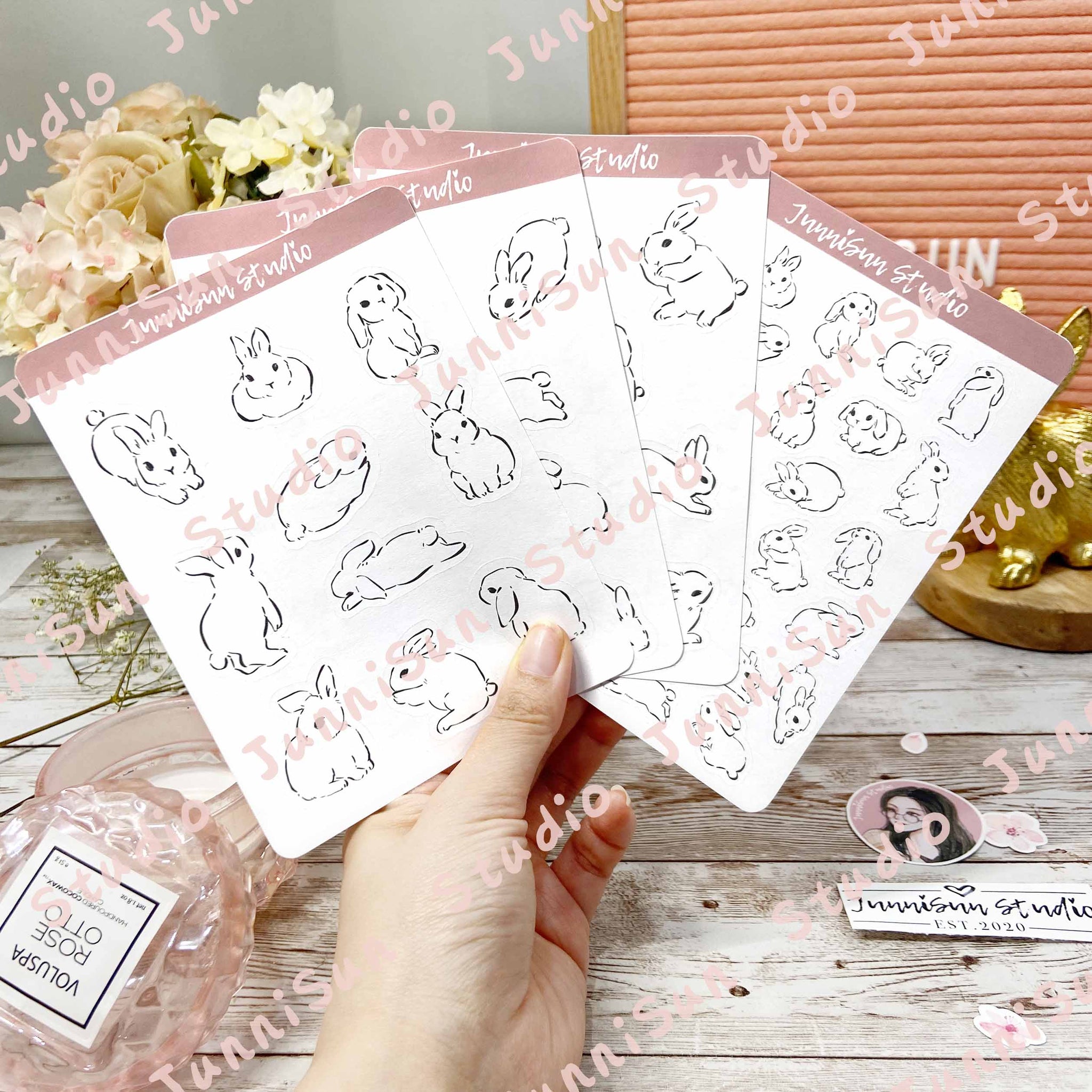White Bunny Sticker – JunniSun Studio