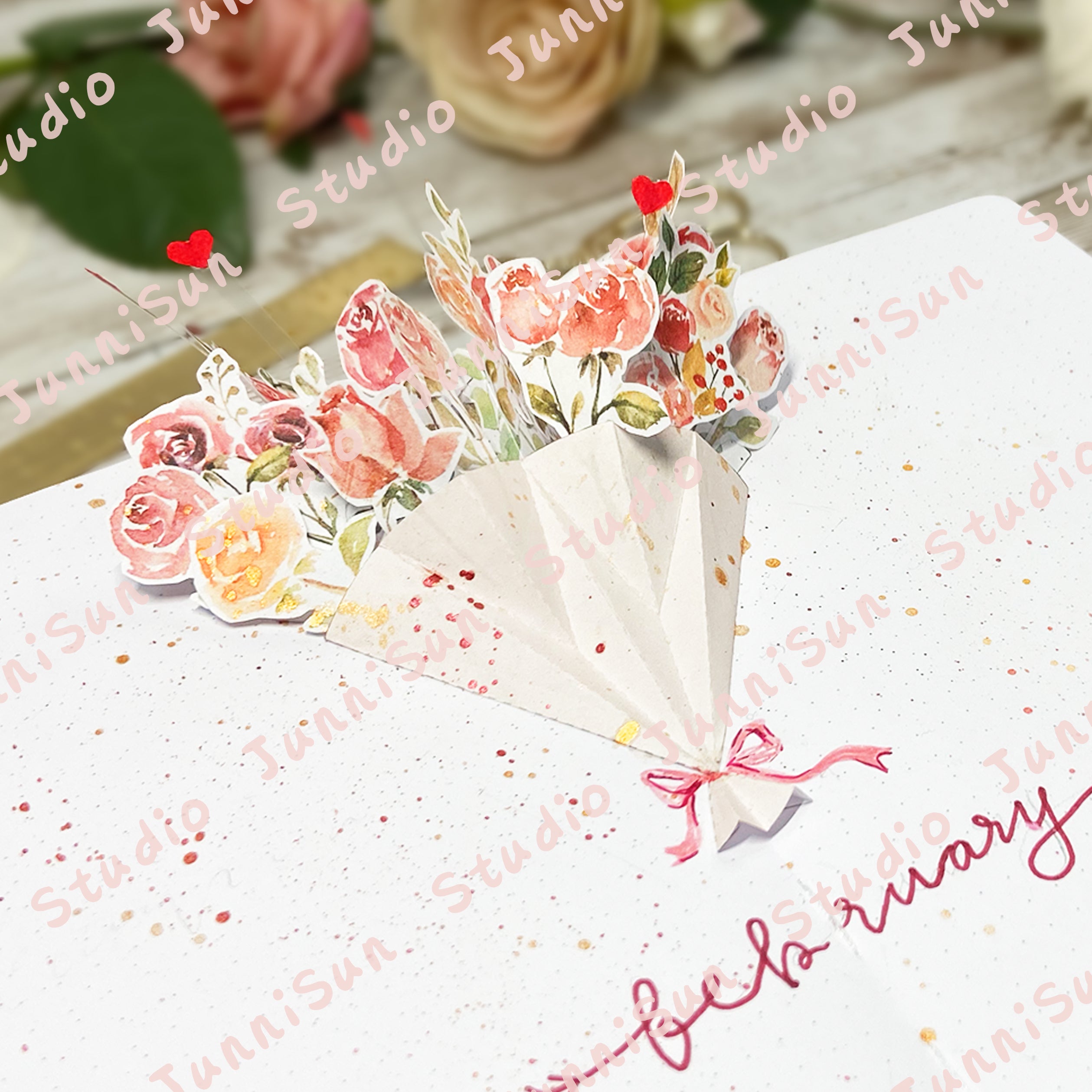 Rose Bouquet POP-UP Card Template – JunniSun Studio